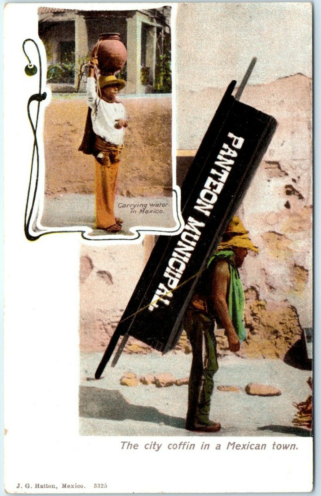 c1900s City Coffin / Man Water Litho Photo Hatton Postcard NICE ...