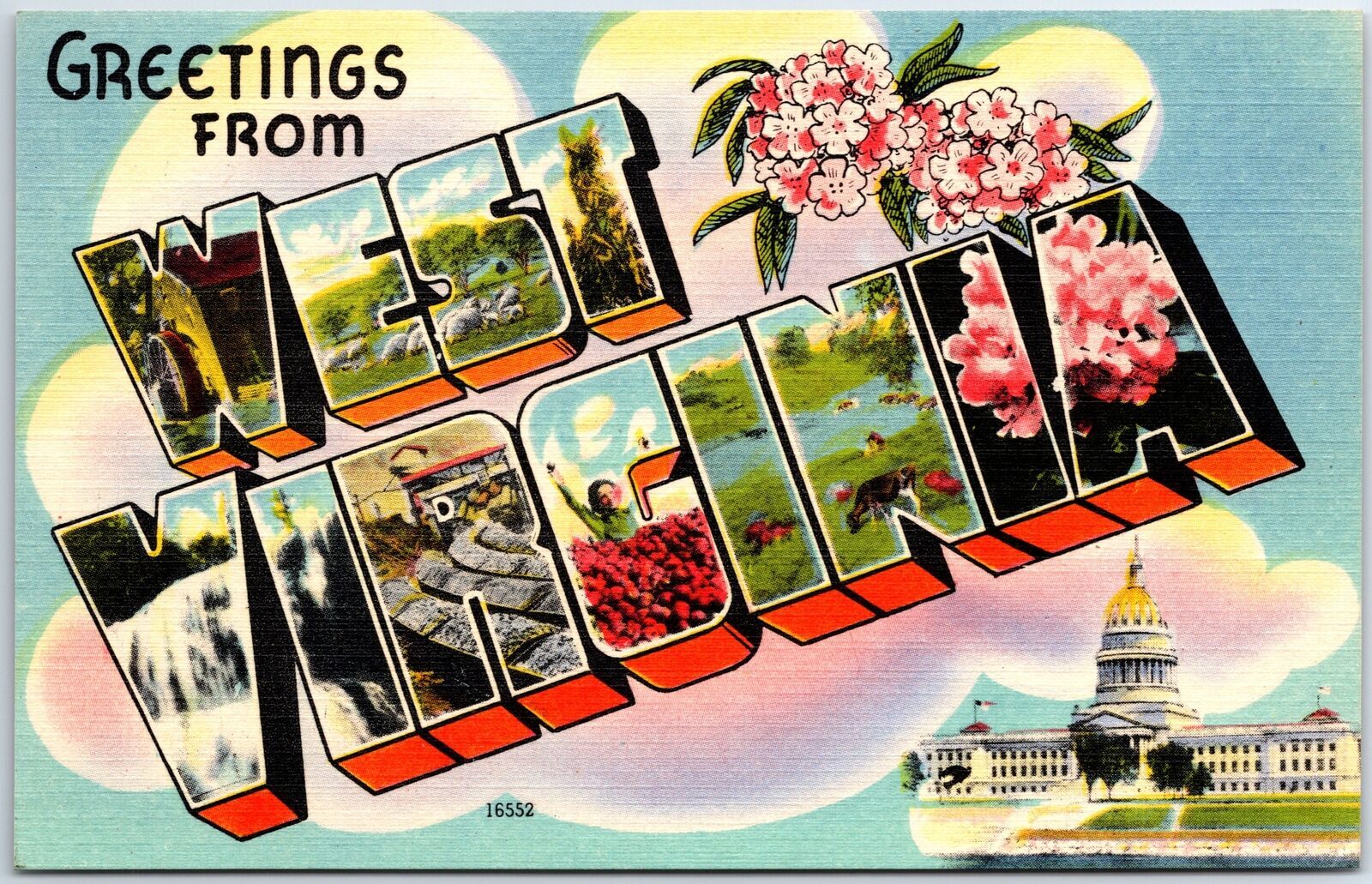 Vintage Postcard Large Letter Greetings From West Virginia C. 1940s ...