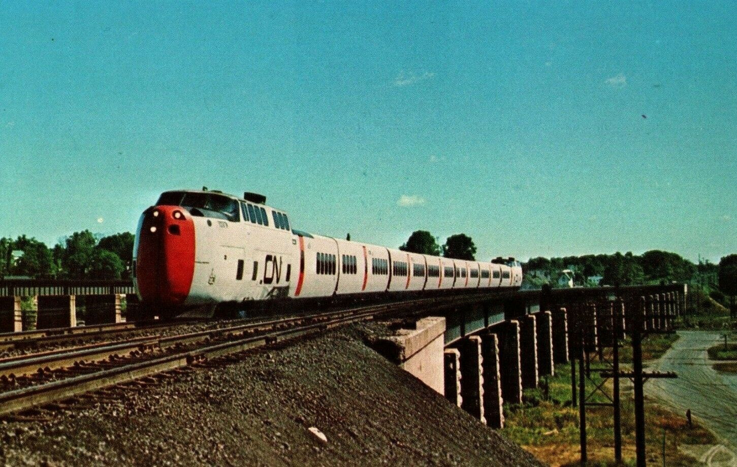 Vintage Canadian National Turbotrain westbound at Port Hope Postcard G1 ...