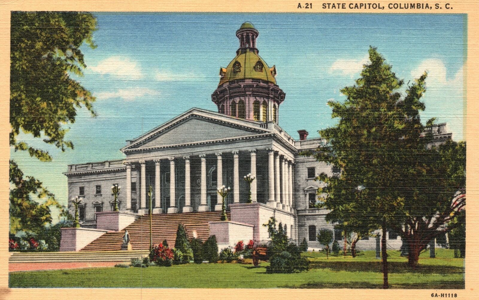 Vintage Postcard 1930's State Capitol Columbia South Carolina Central ...