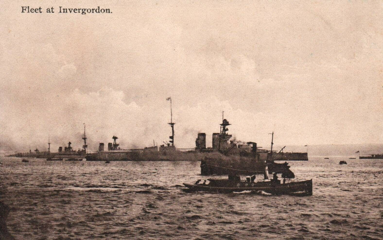 Rare British Royal Navy Fleet at Invergordon Harbor Postcard c.1910 WWI ...