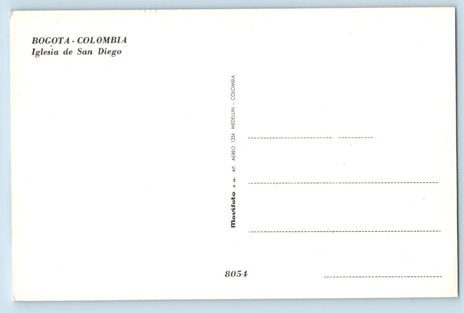 Bogota Colombia Postcard Iglesia De San Diego c1950's Vintage Unposted ...