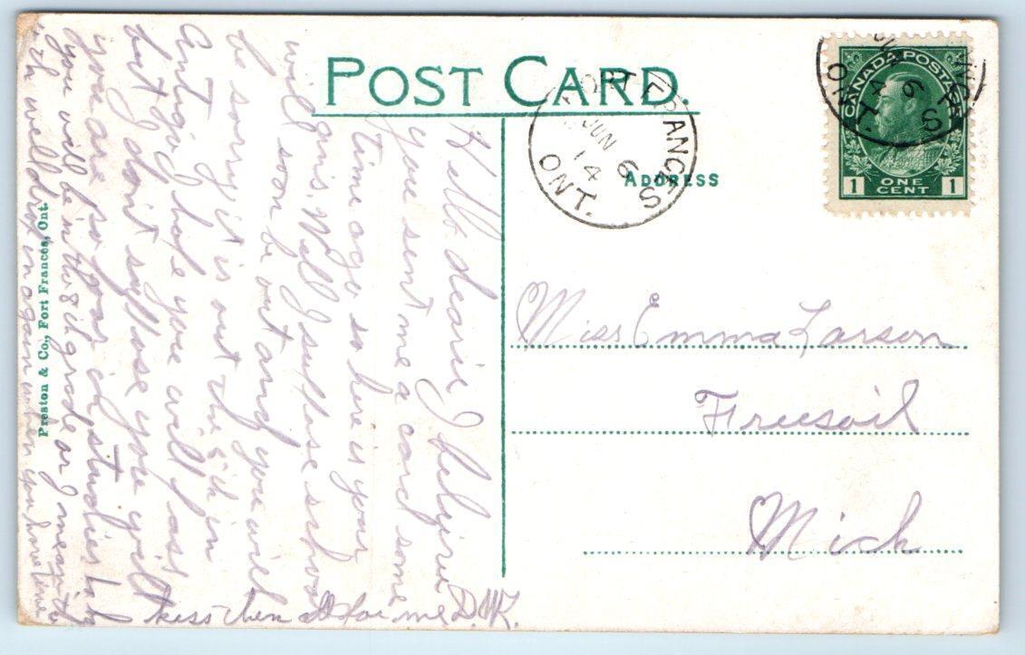 FORT FRANCES, Ontario Canada ~ INTERNATIONAL BRIDGE Frame Border 1914 ...