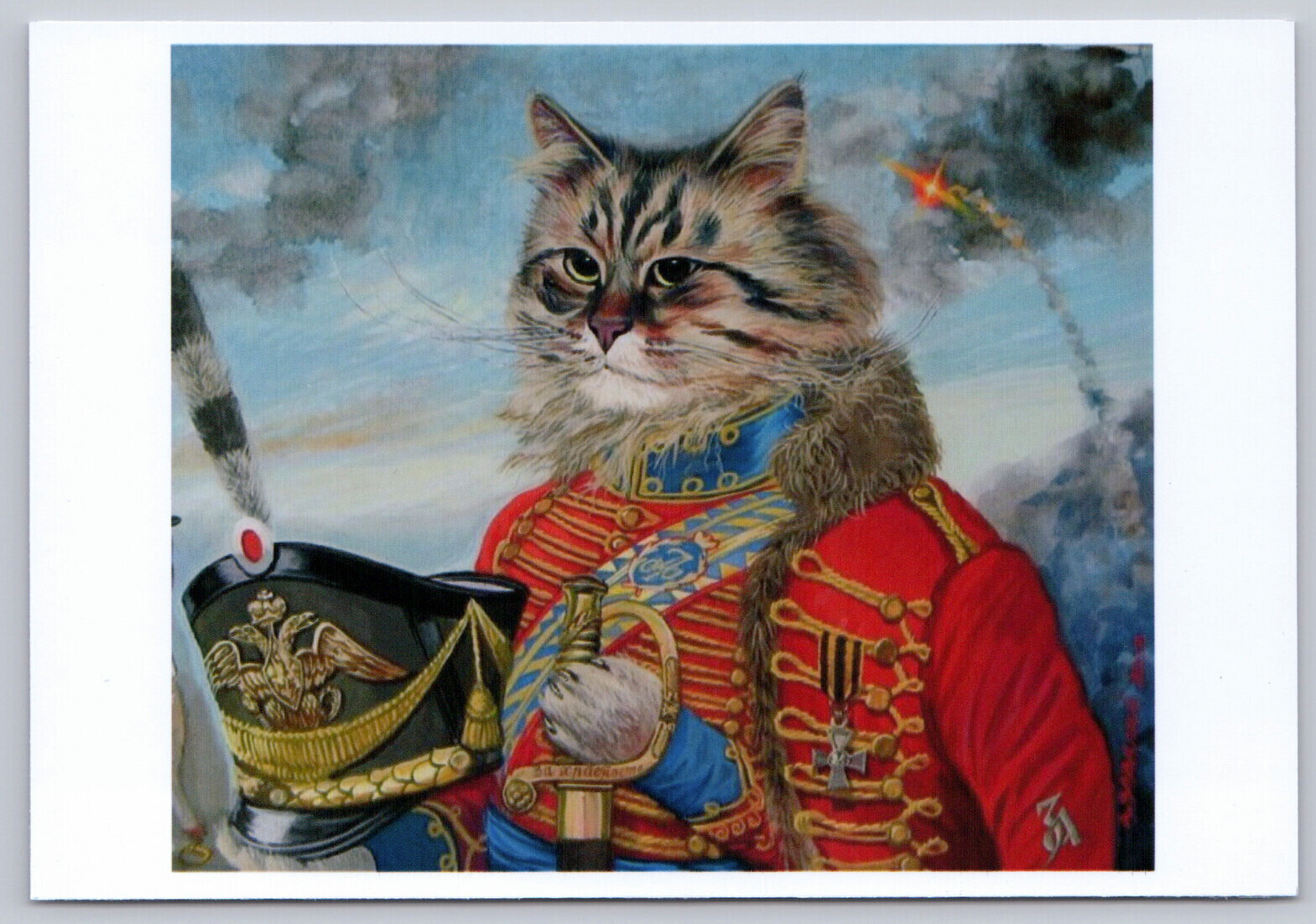 CAT in Napoleonic Russian Army Uniform Fantasy ART Modern Postcard ...
