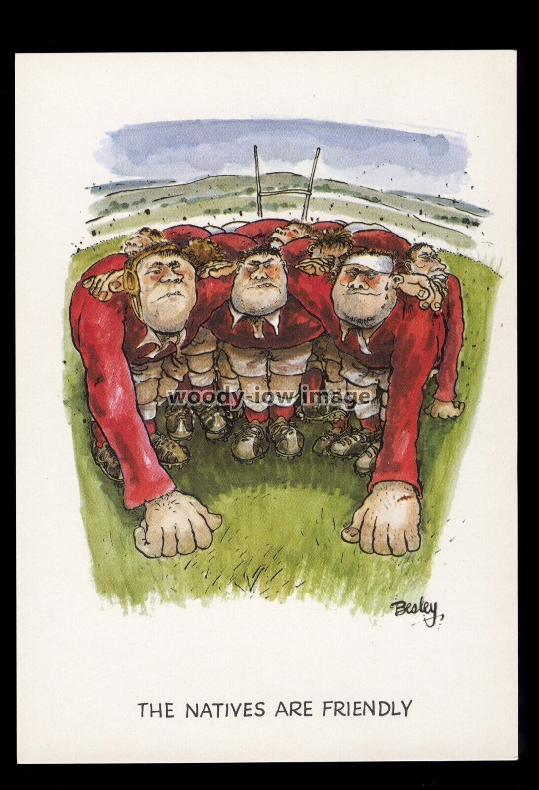 BES016 - The Natives are friendly - Rugby - Besley comic postcard ...