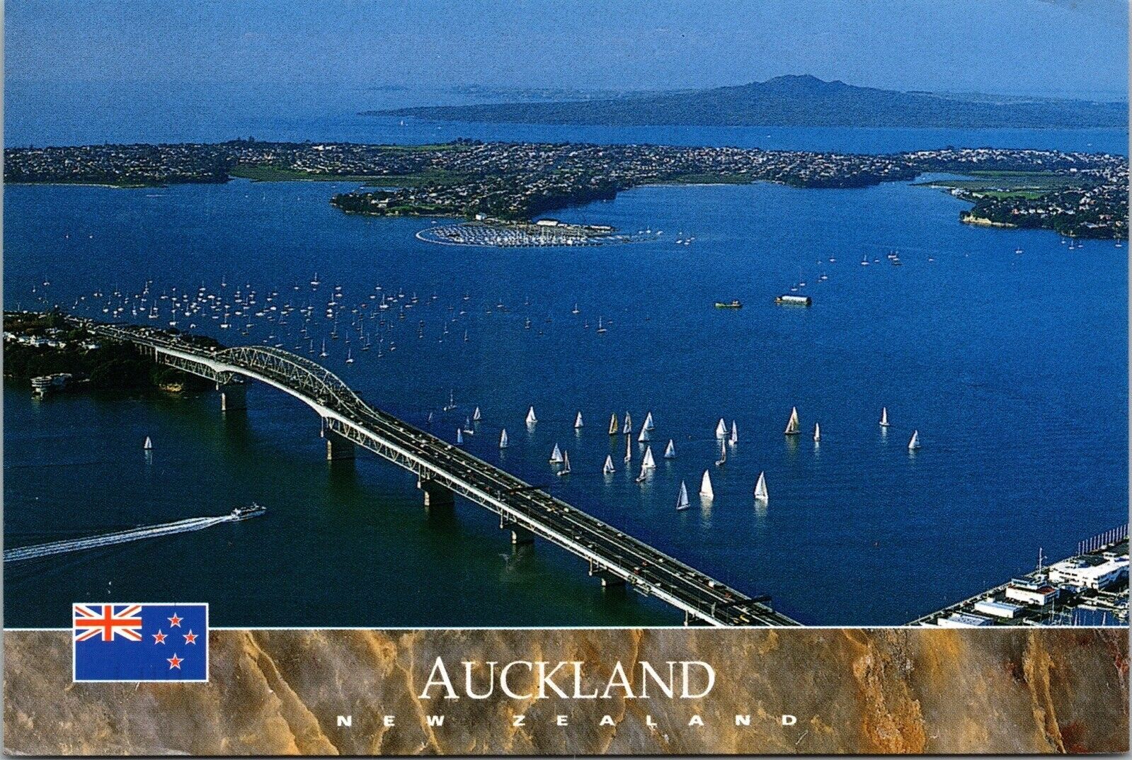 Aerial View Auckland Harbour Bridge Island City New Zealand Chrome WOB ...