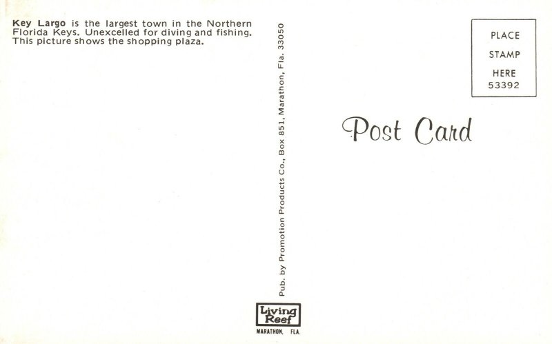 Vintage Postcard Key Largo Driving And Fishing Shopping Plaza Northern ...