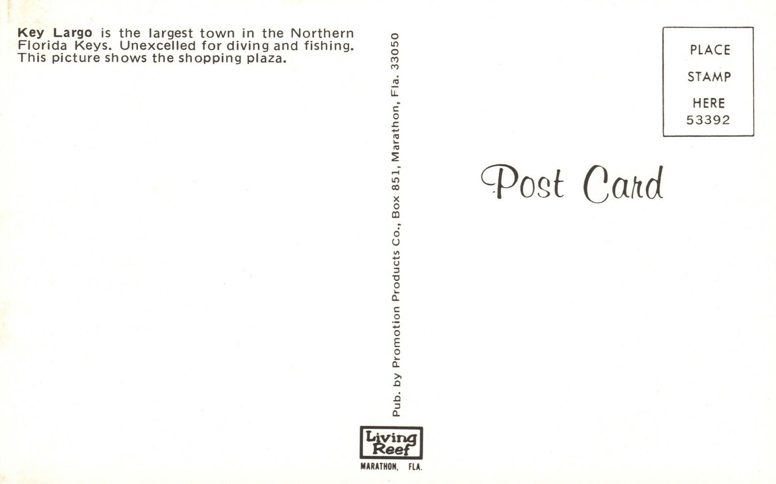 Vintage Postcard Key Largo Driving And Fishing Shopping Plaza Northern ...