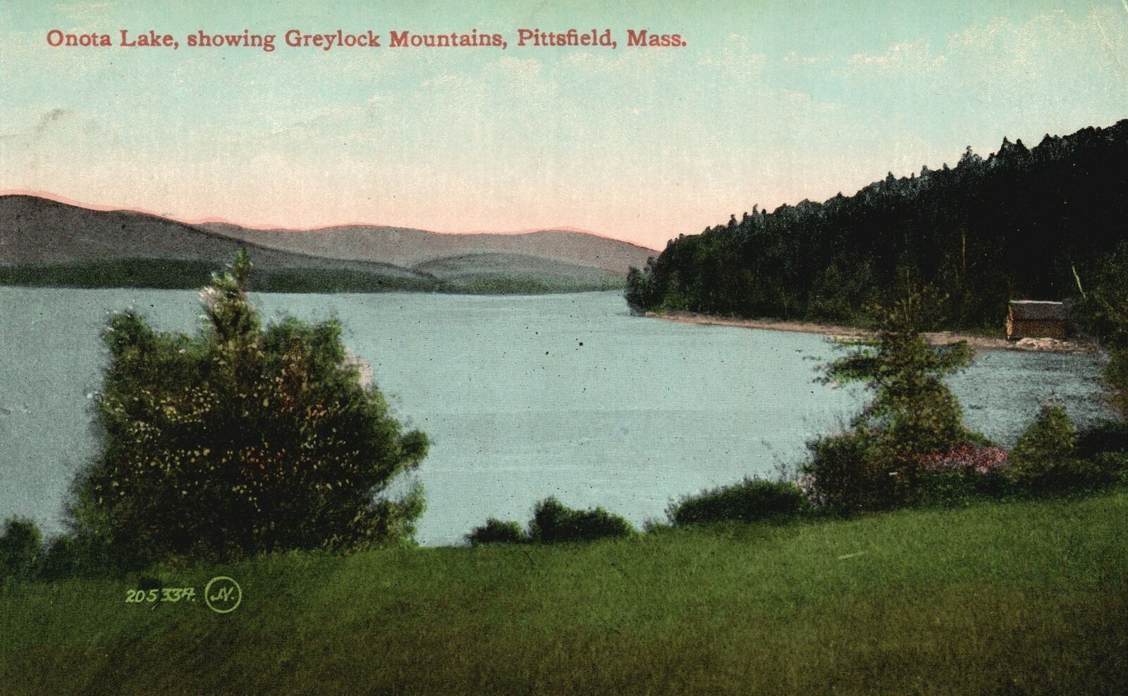 Vintage Postcard Onota Lake Showing Greylock Mountains Pittsfield ...