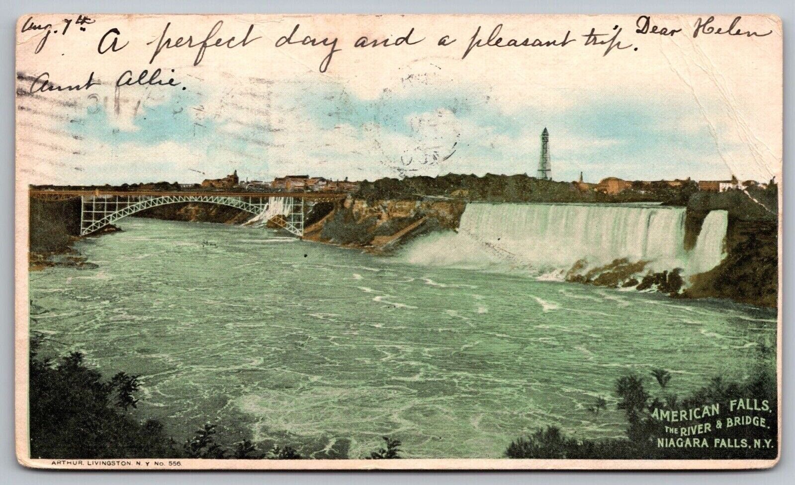American Falls River Bridge Niagara New York Birds Eye View Waterfalls ...