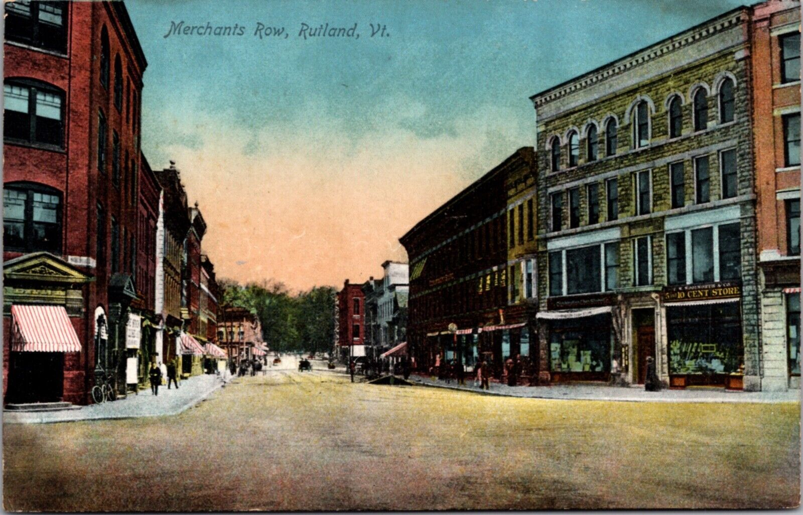 Postcard Merchants Row Street Scene in Rutland, Vermont | United States ...