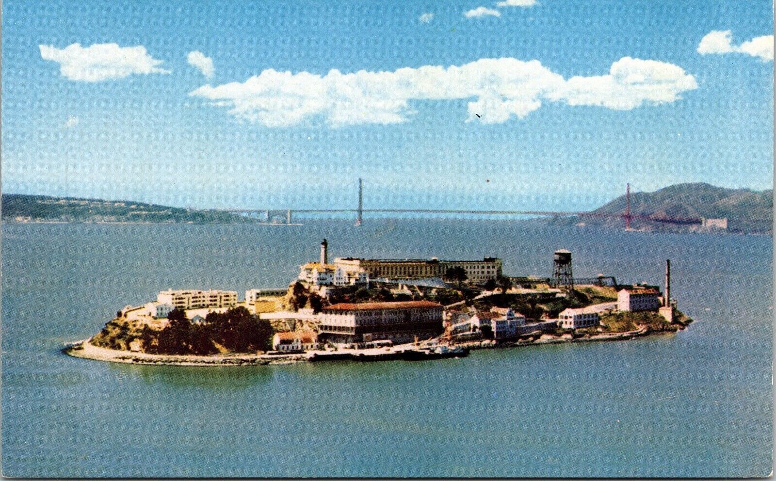 Full View Historical Alcatraz Prison Island Bridge Mountains Postcard ...
