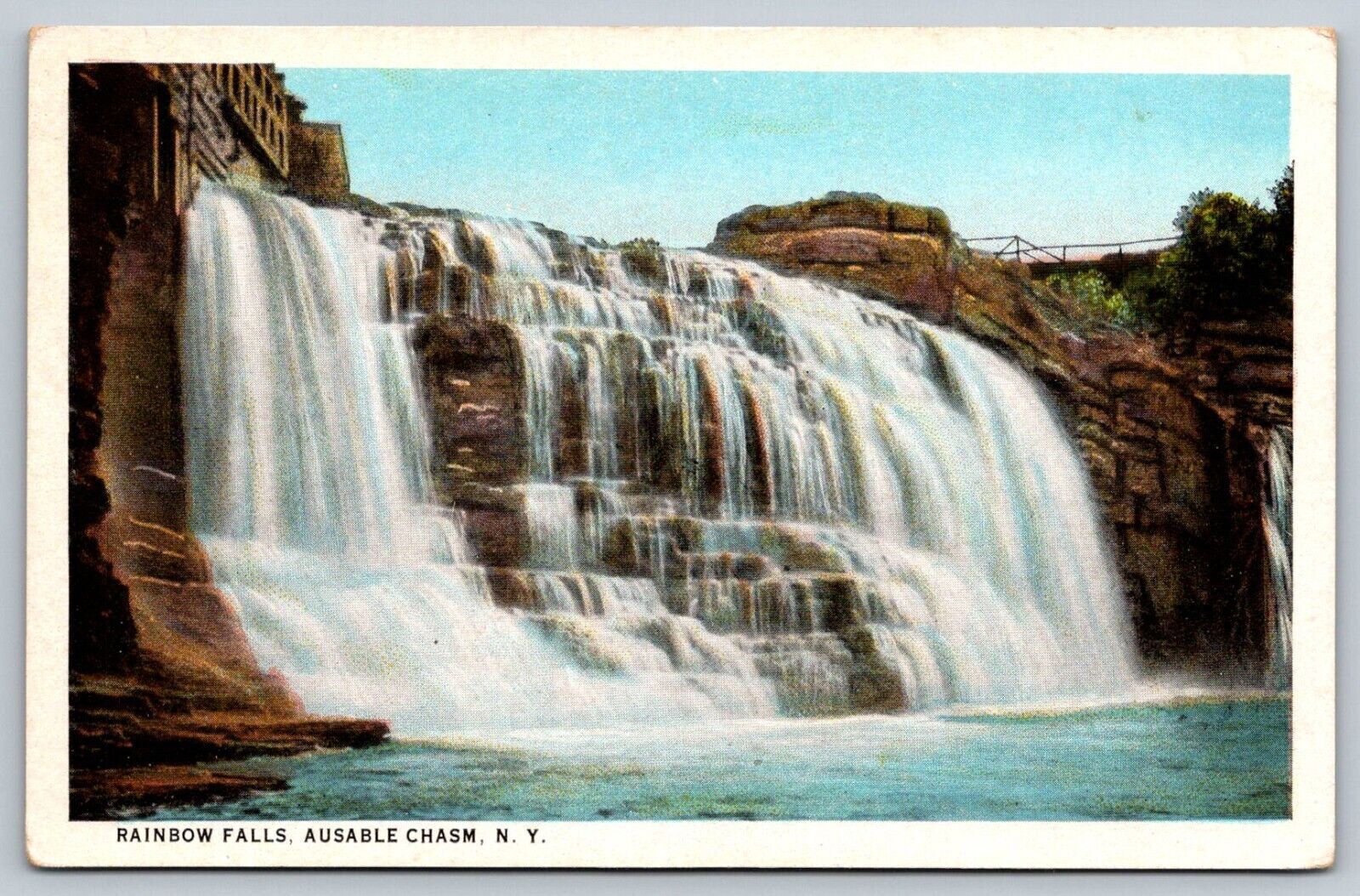 Rainbow Falls Ausable Chasm New York Postcard Keeseville Ausable River ...