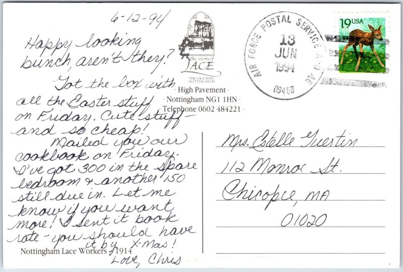 Vintage Continental Sized Postcard Reproduction of 1914 Nottingham Lace ...