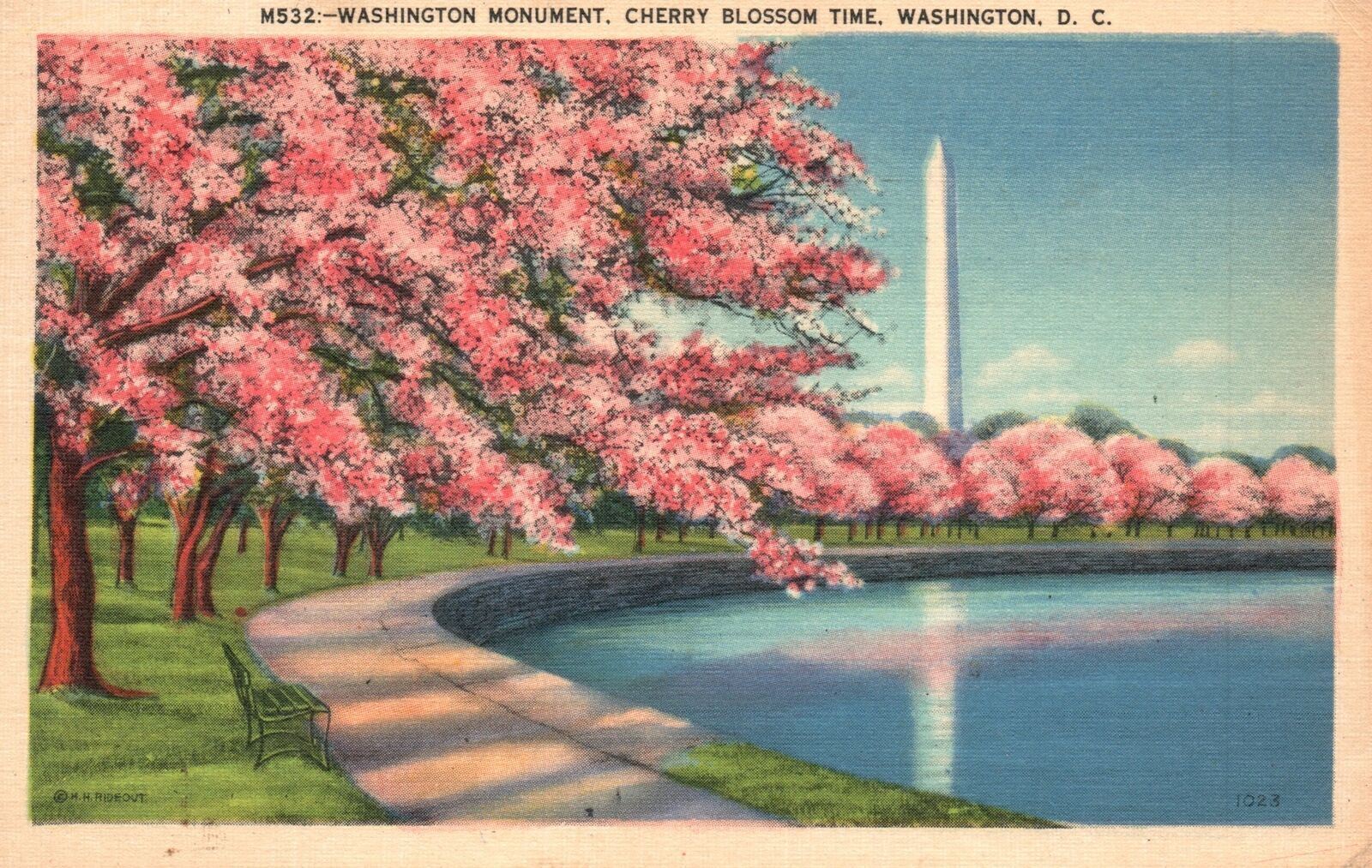 Vintage Postcard 1941 Washington Monument Cherry Blossom Time ...