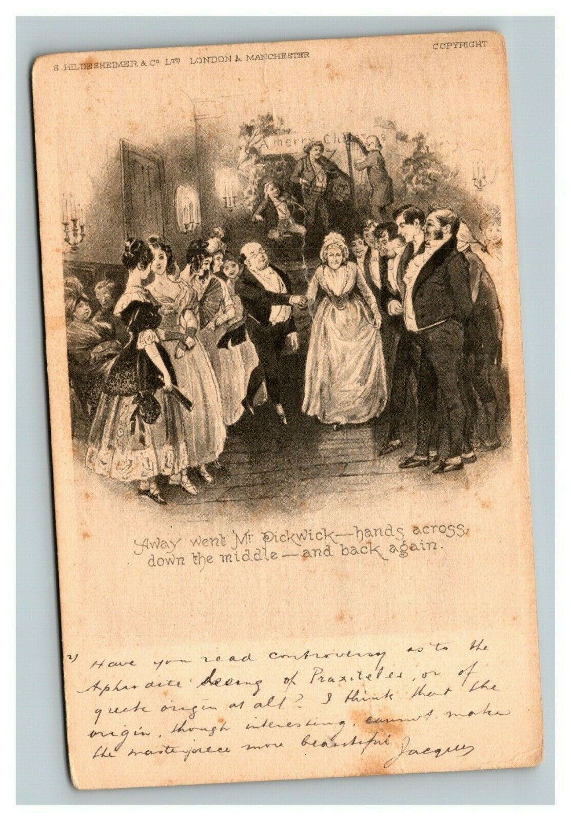 Vintage 1905 Comic Postcard English VIctorian People Dancing Nice Poem ...