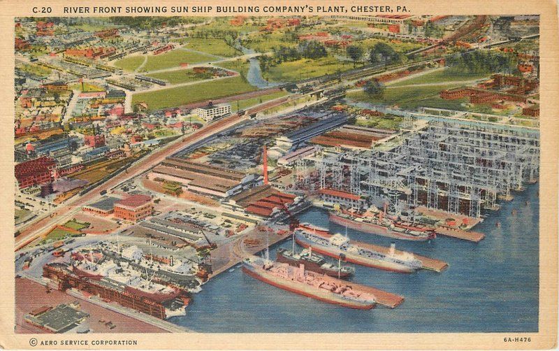 Boyer 1940s CHESTER PENNSYLVANIA River Front Sun Ship Plant Teich ...