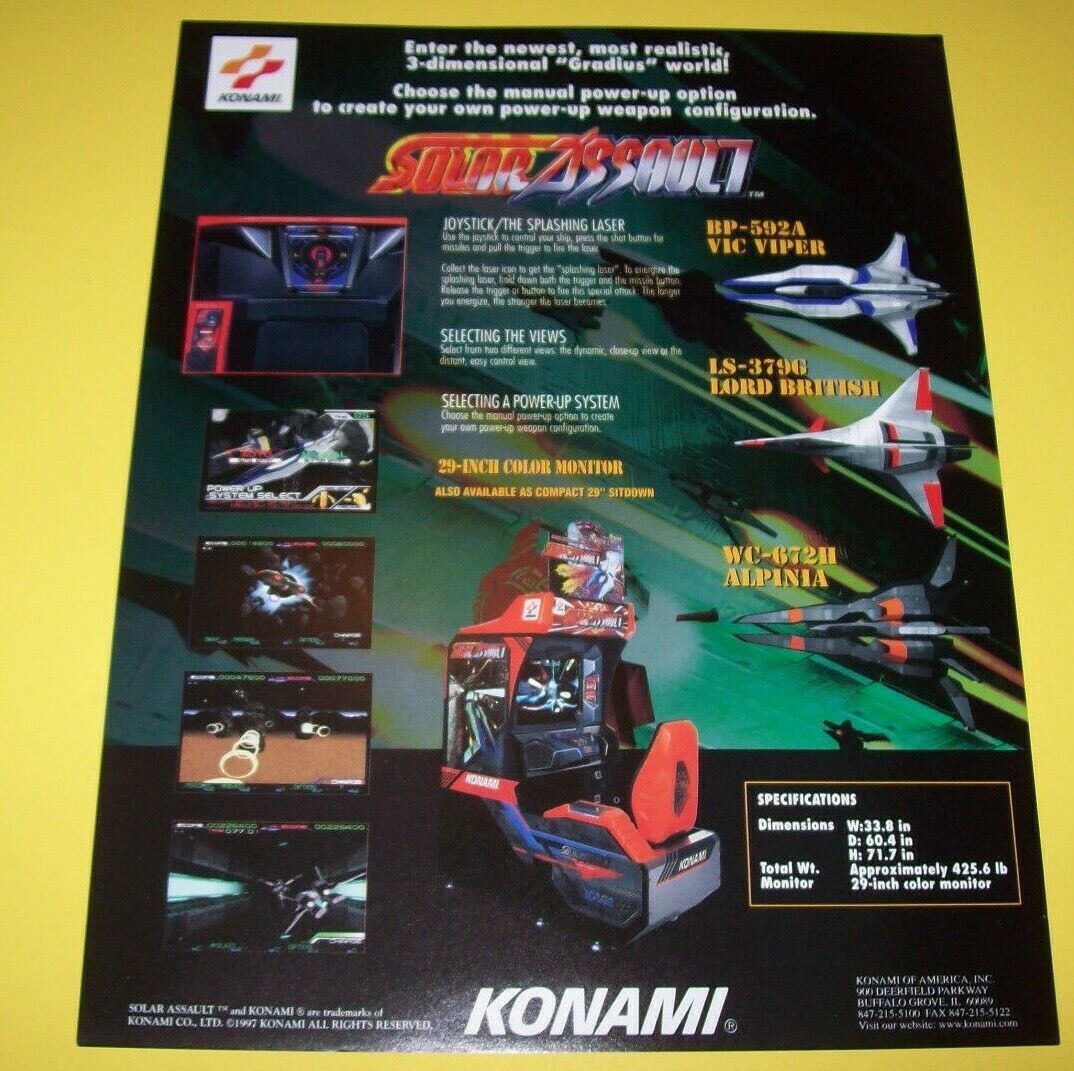 Solar Assault Arcade FLYER Konami Original 1997 NOS Video Game Artwork ...