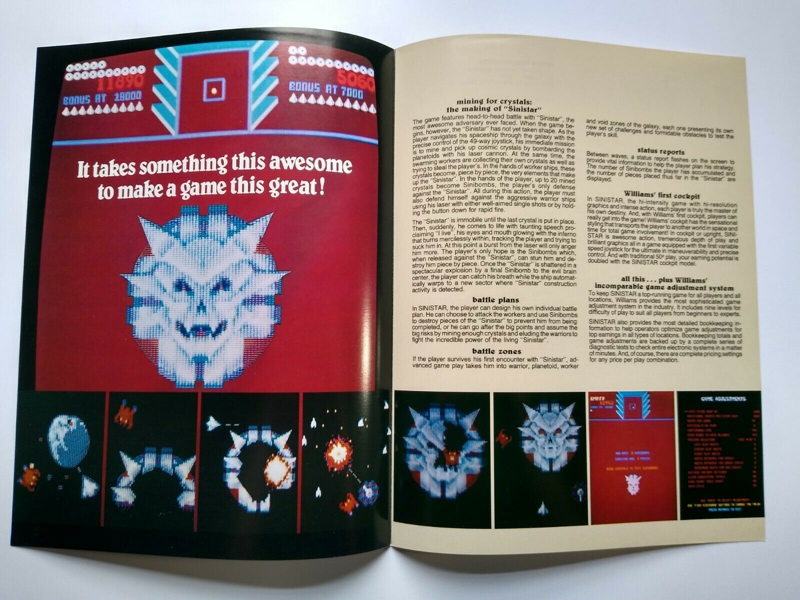 Sinistar Arcade Flyer Original 1983 Video Game Foldout Brochure Vintage ...