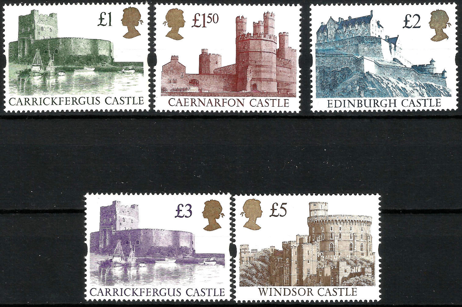 1992 Castles complete set of 5 definitive stamps unmounted mint. / HipStamp