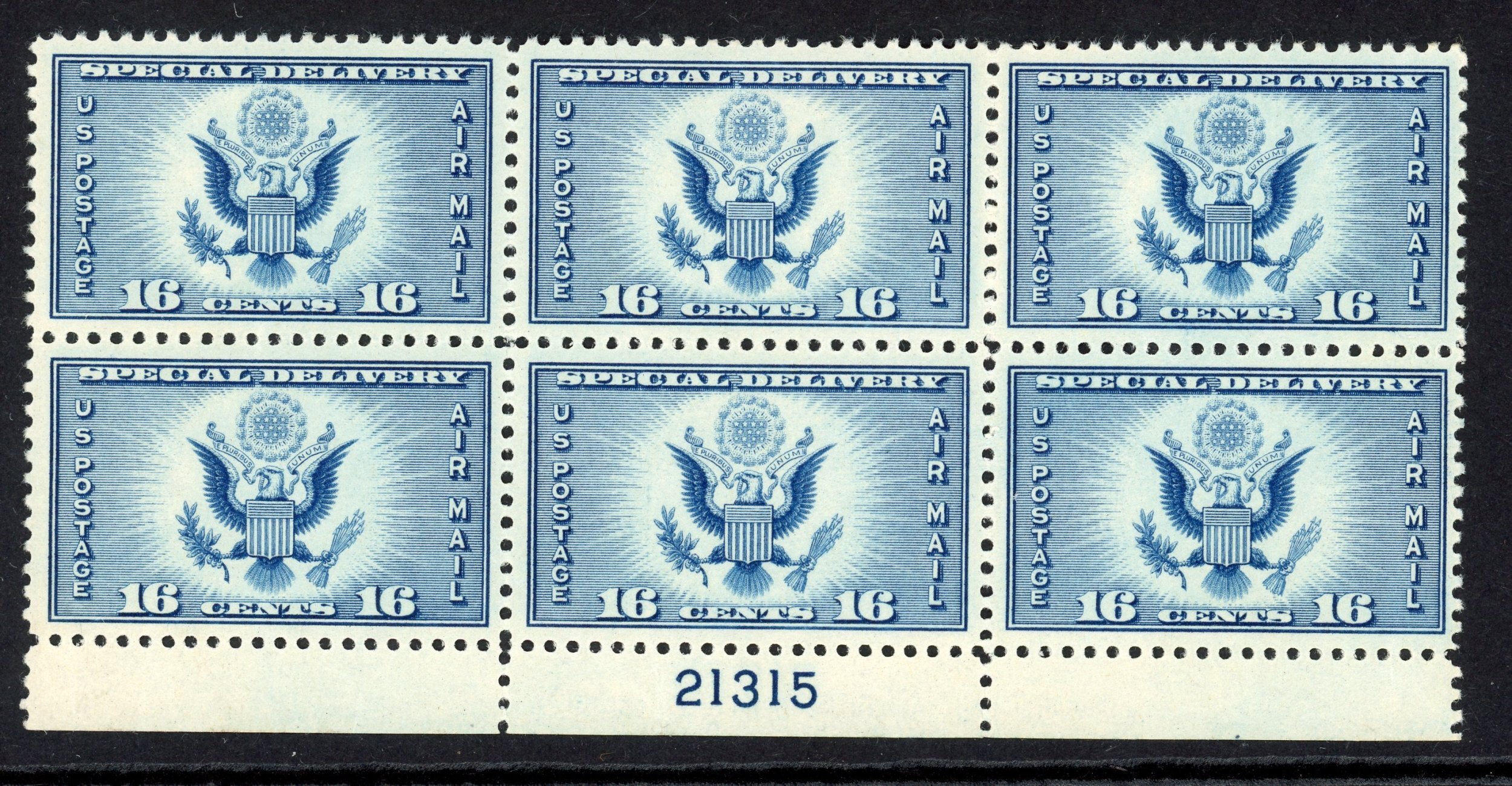 US CE1 Plate Block MH 1934 16c dark blue | United States, Air Mail ...