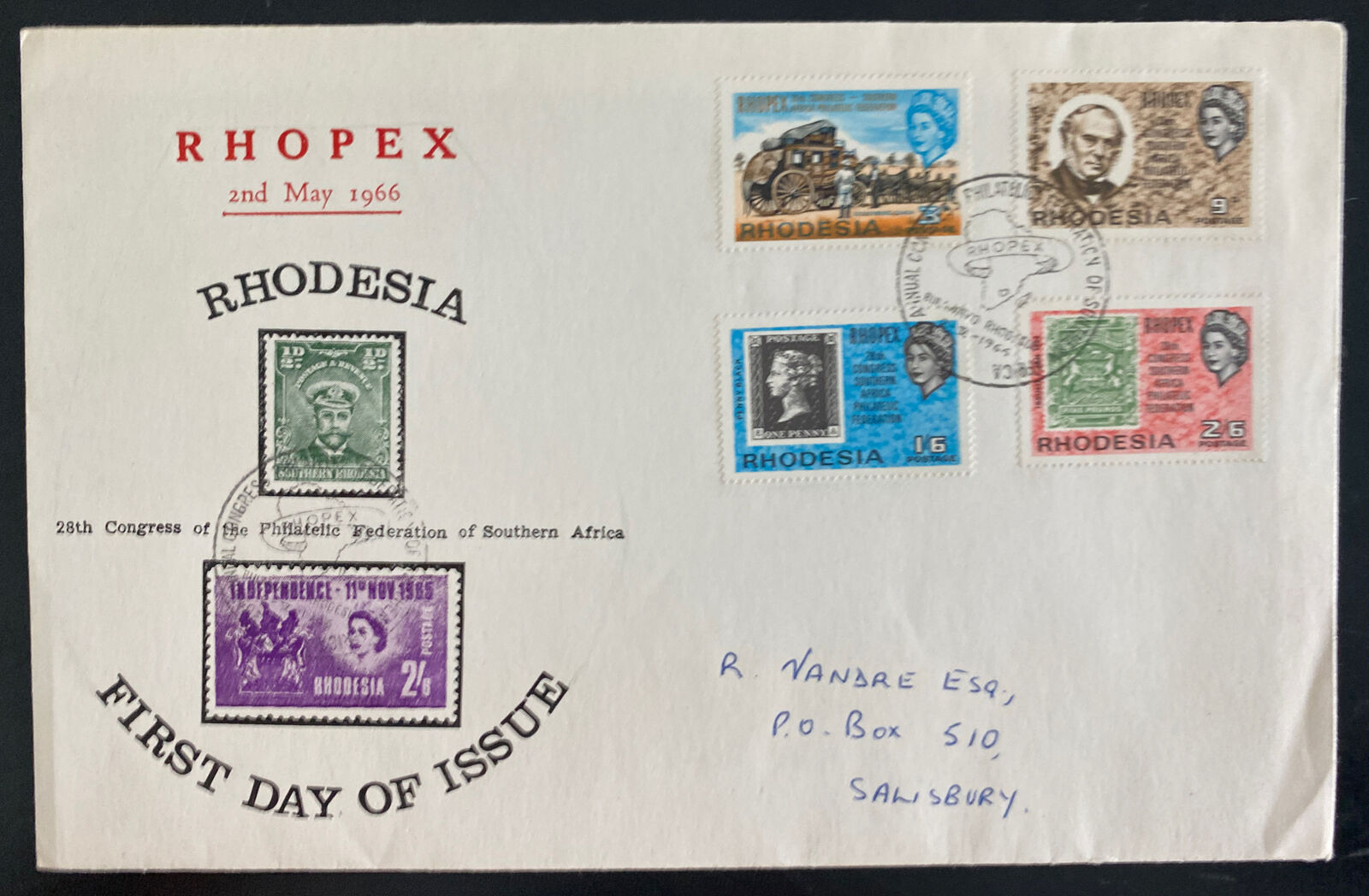 1966 Salisbury Rhodesia First day Cover FDC Rhopex Philatelic ...