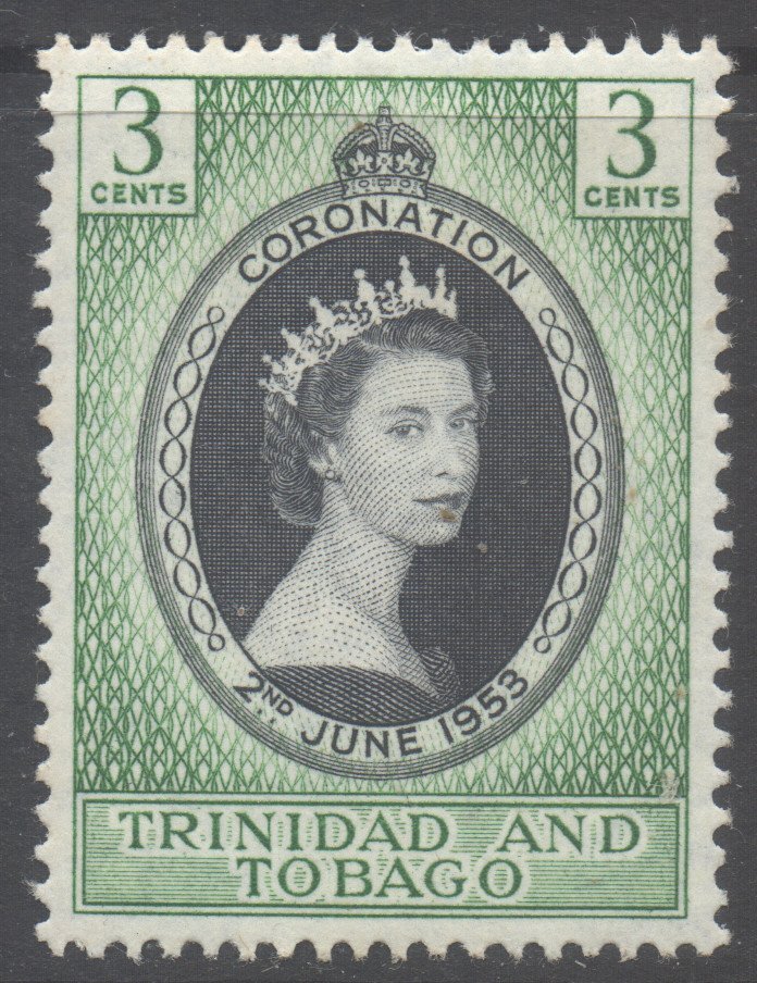 Trinidad Tobago Scott 84 - SG279, 1953 Coronation 3c MH* | Caribbean ...
