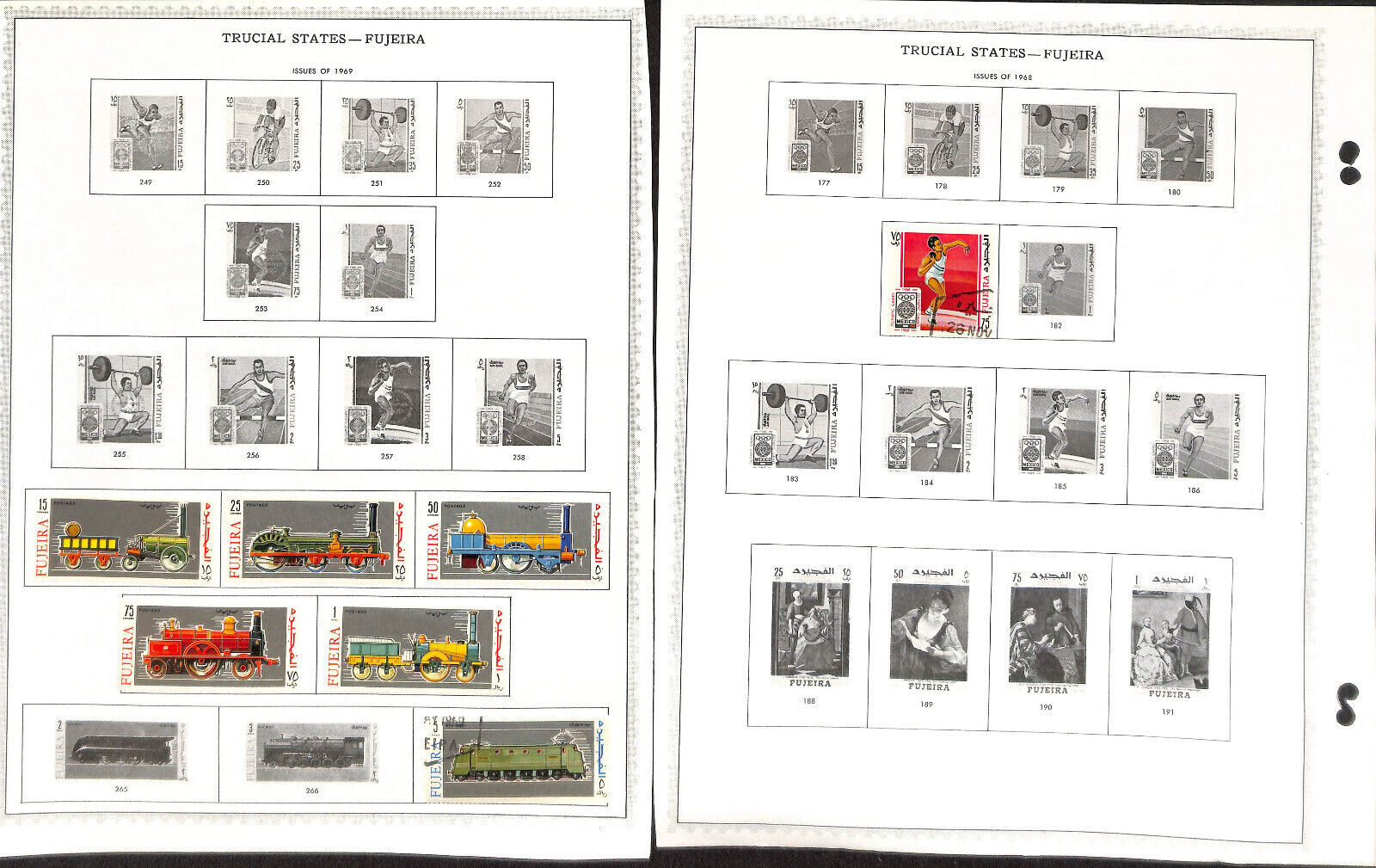 Trucial States -Fujeira Stamp Collection on 14 Minkus Pages, 1965-1969 ...
