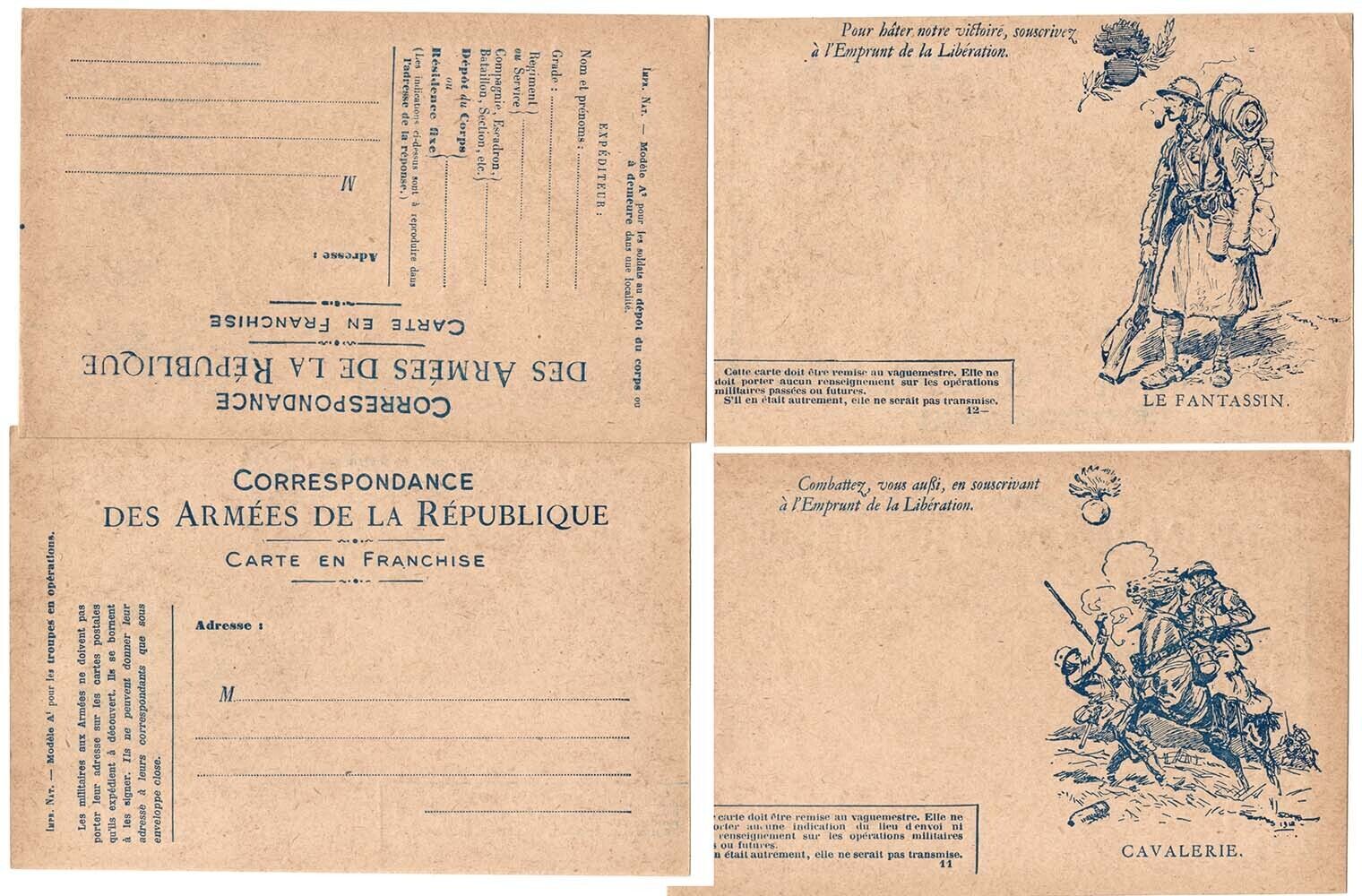 France WW1 2x fine unused French Army pictorial postal cards - horses ...