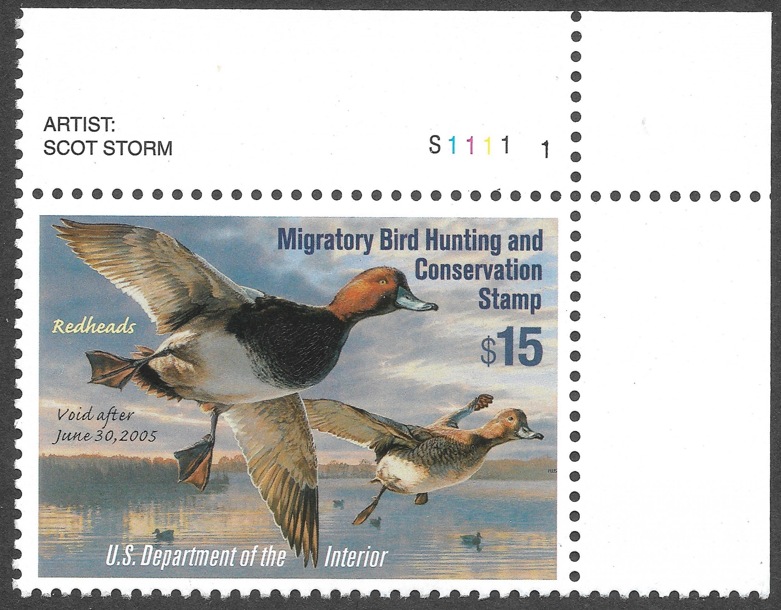 MNH 2004 Scott #RW71** Federal Duck Stamp Plate Numbered Single ...