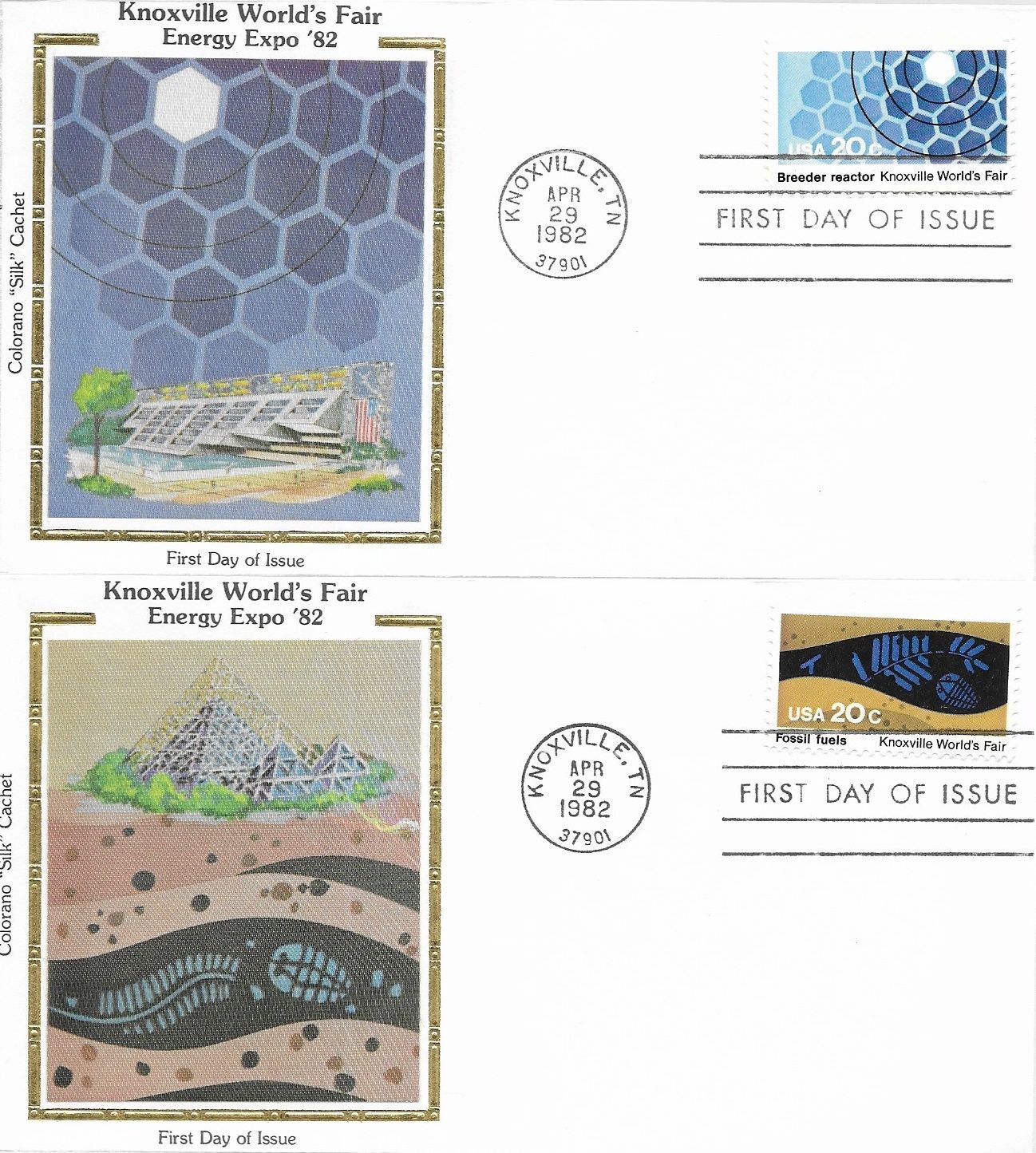 1982 FDC, #2006-2009, 2009a, 20c Knoxville World's Fair, Colorano (5 ...
