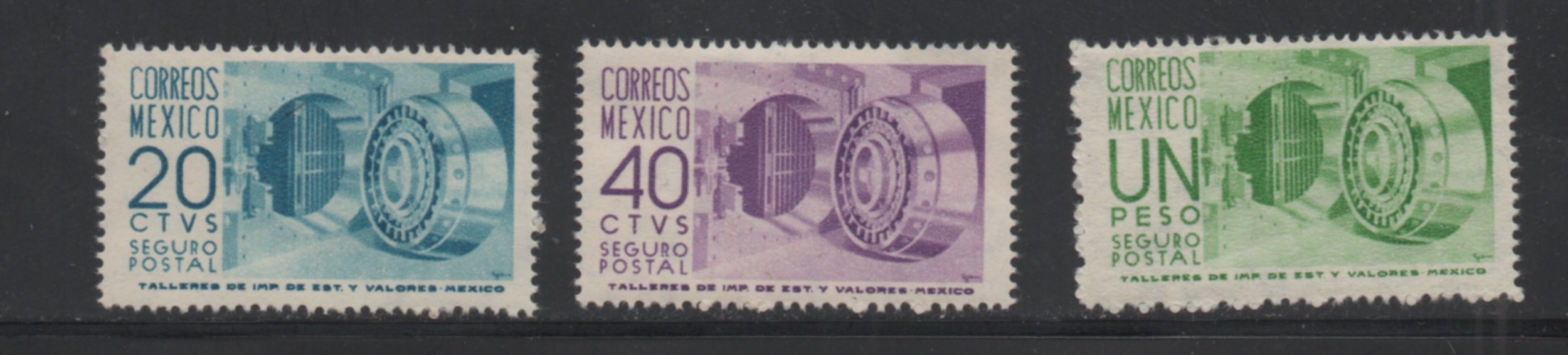 Mexico Scott # G10, G11, G12 unused OG hinged Insured Letter stamp ...