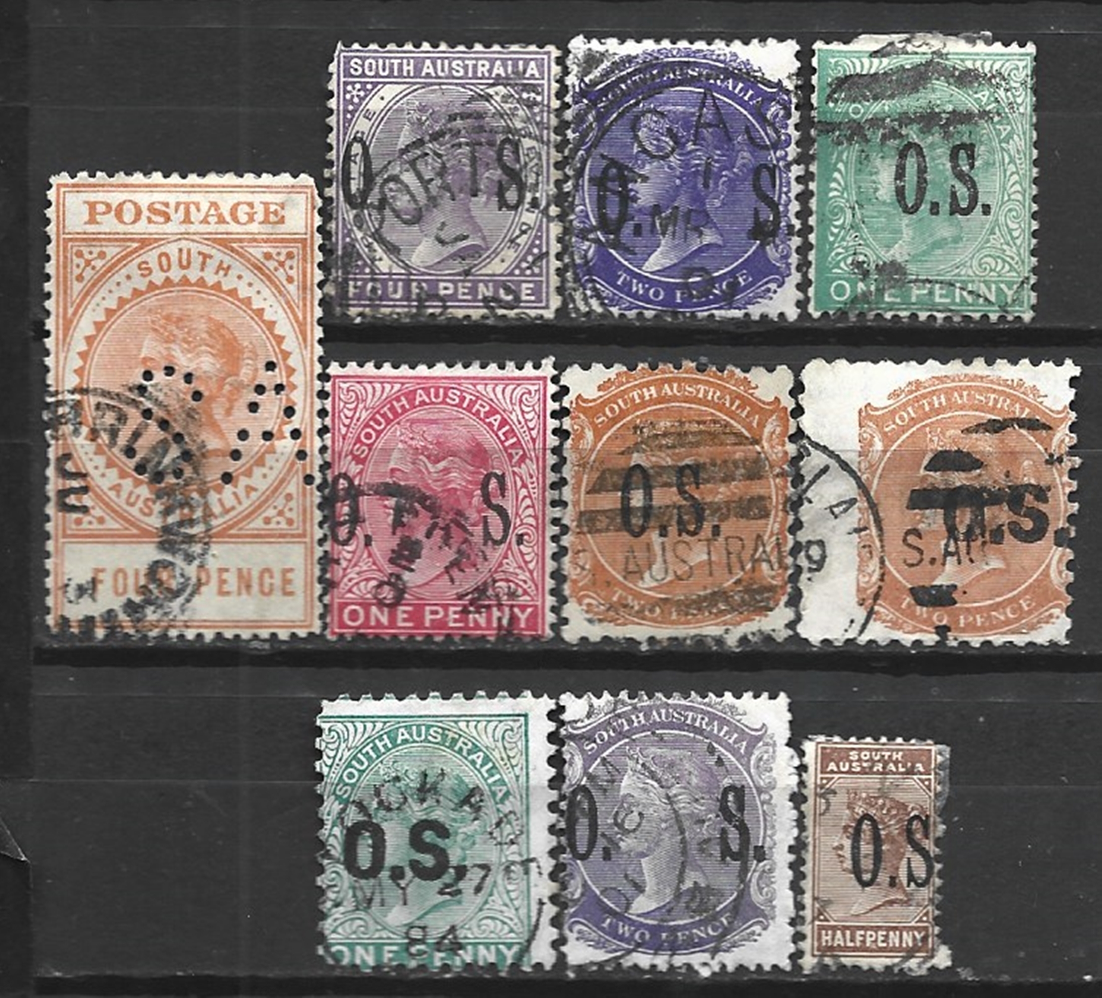 Collection LOT 14703 South Australia 10 Unchecked Official Stamps ...