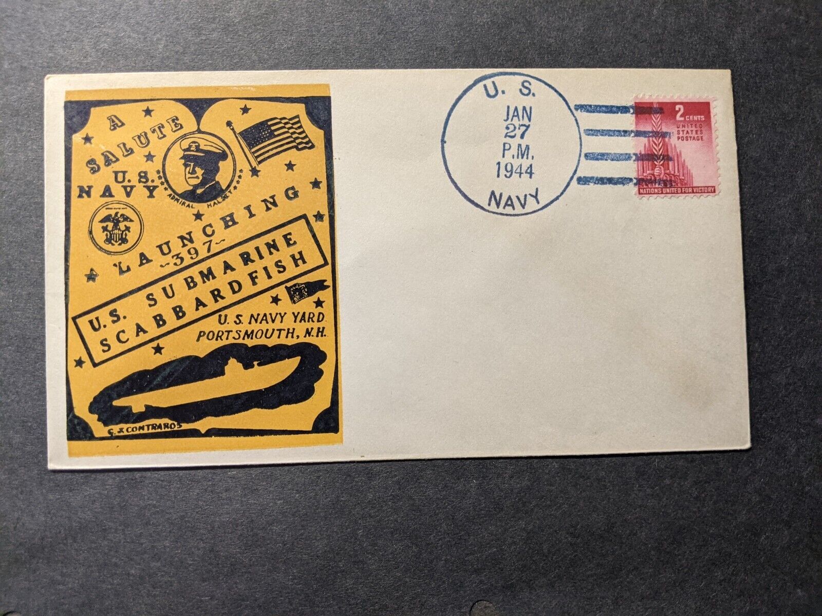 Submarine USS SCABBARDFISH SS-397 Naval Cover 1944 CONTRAROS WWII ...
