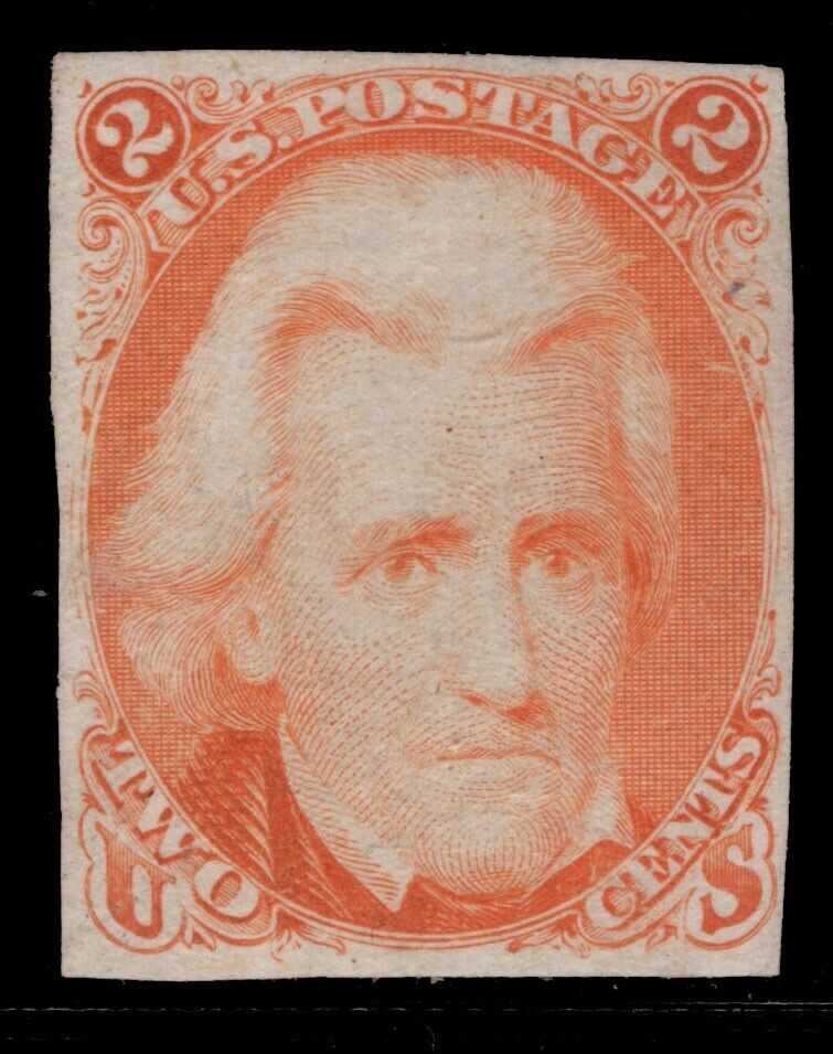 US Stamps #73Tc3G Imperf Trial Color Scarlet on India PF Cert LOT ...