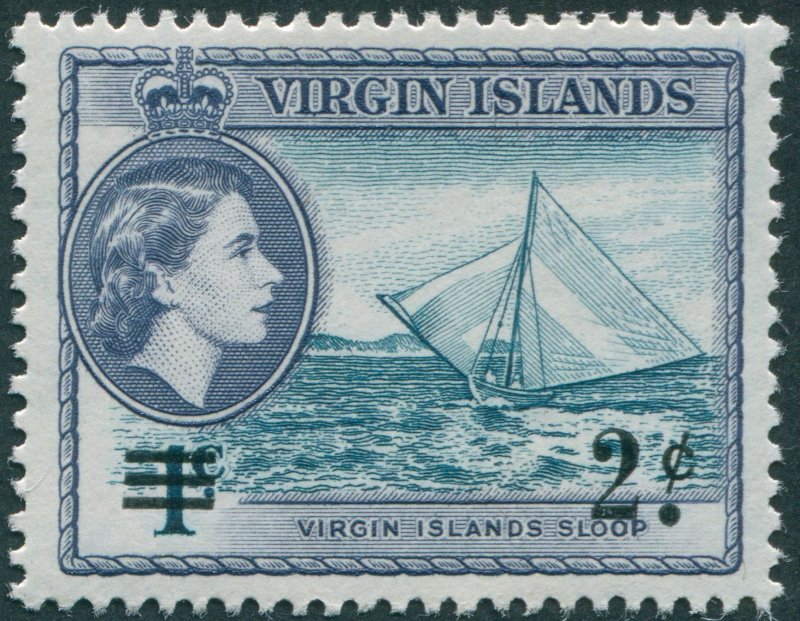 British Virgin Islands 1962 2c on 1c turquoise & slate-violet SG163 ...