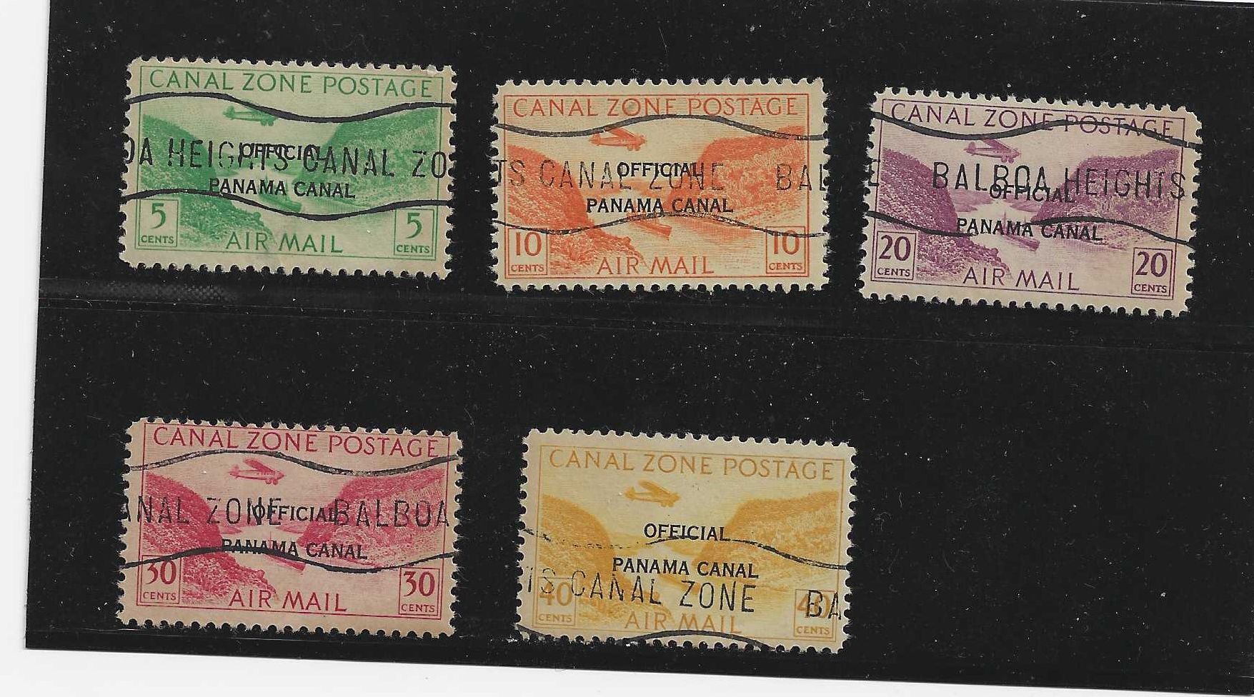 Canal Zone CO8 - Co12 17mm Overprint Hinged Mint - Precancelled as ...