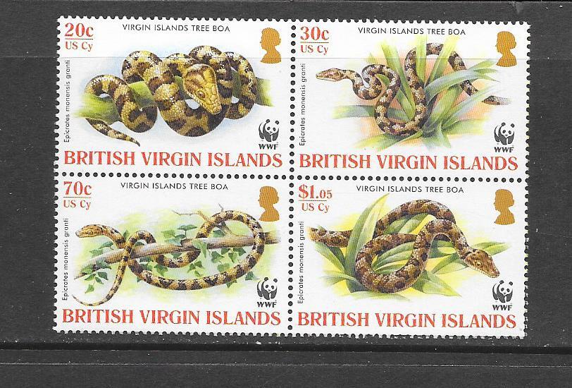 Snakes - British Virgin Islands #1051-4 Tree Boas WWF MNH | Caribbean ...