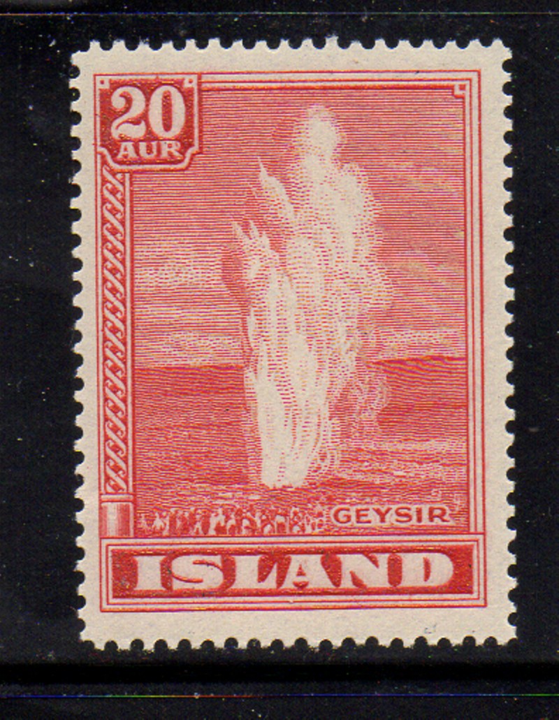 Iceland Sc 204 1938 20 aur rose red Geyser stamp mint / HipStamp