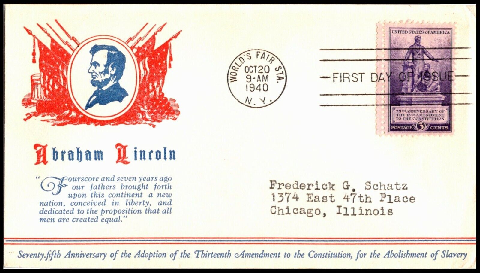 OAS-CNY 5632 902 – 1940 3c Emancipation Memorial, 13th Amendment ...