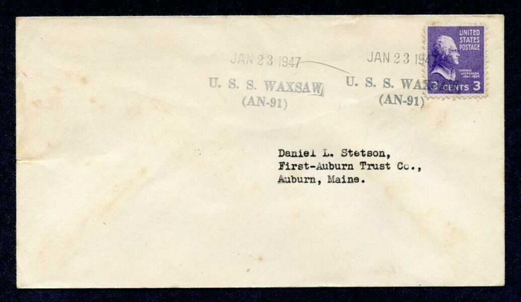 1947 USS Waxsaw AN-91 Cohoes-class net laying ship Scott 807 | United ...