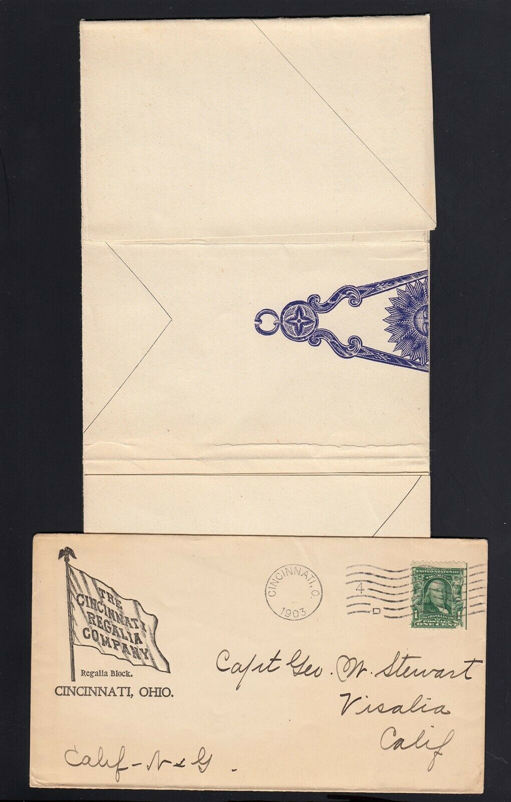 OHIO: Cincinnati, OH 1903 Cincinnati REGALIA Co. MASONIC/TEMPLAR ...
