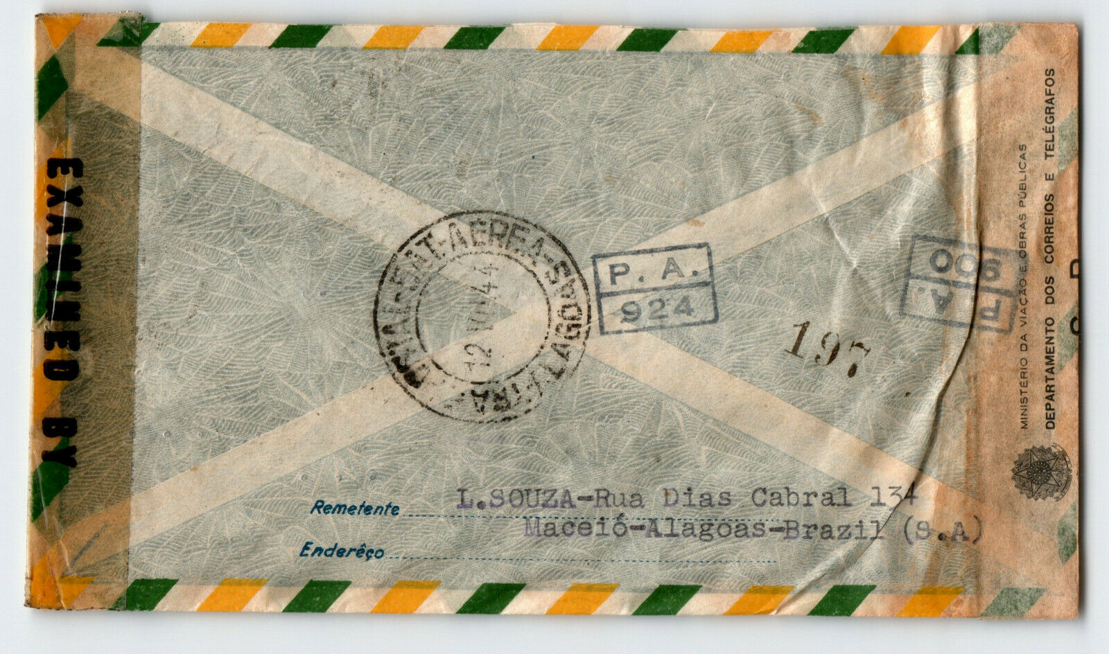 Brazil 1944 Dual Censor Cover to USA - Z13648 | Central & South America ...