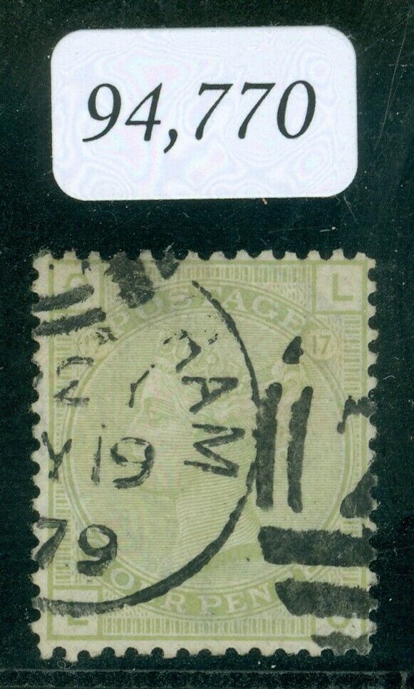 SG 153. 1873-80. 4d sage-green Abnormal plate 17. Fine used with duplex ...