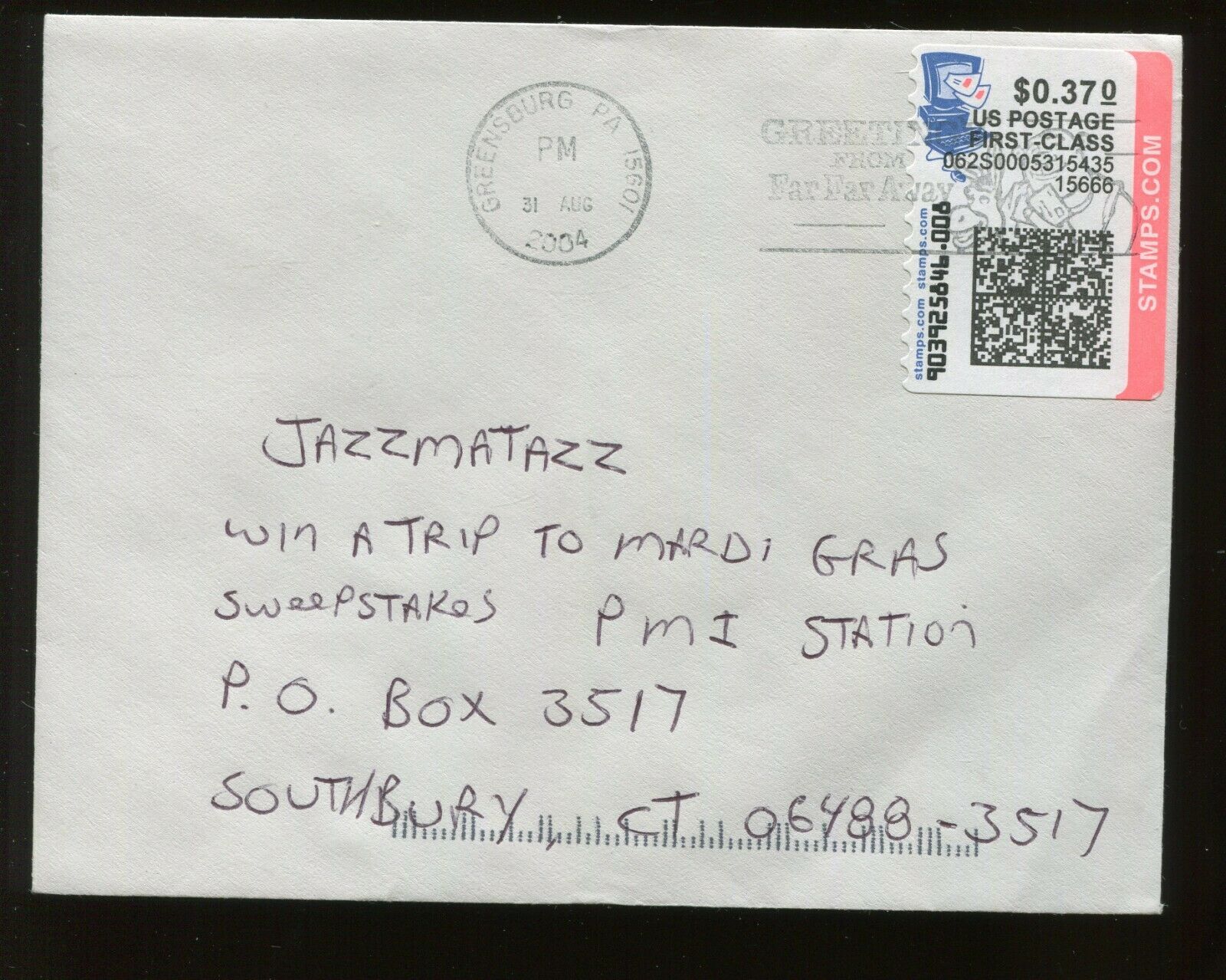 1cvp37 Stamps.COM Personal Computer Postage Promotional Stamp on Cover ...