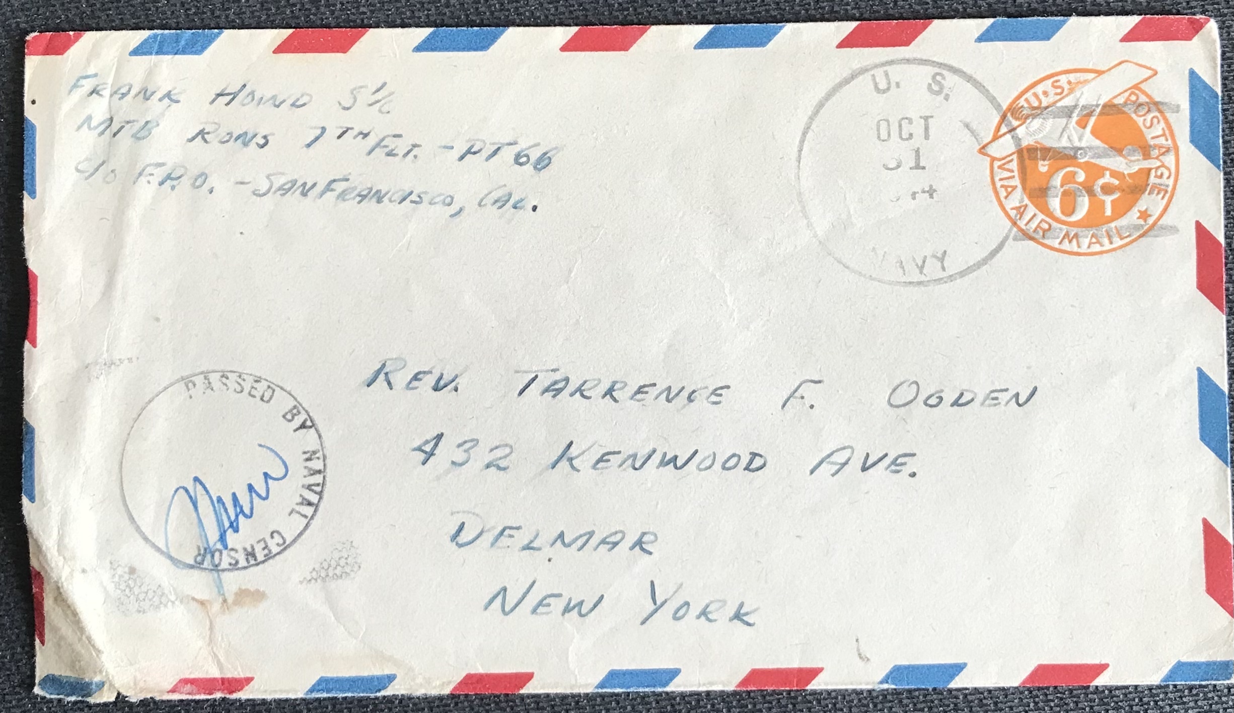 US #UC4 US Navy FPO Cover Censored California to New York 10/31/1944 ...