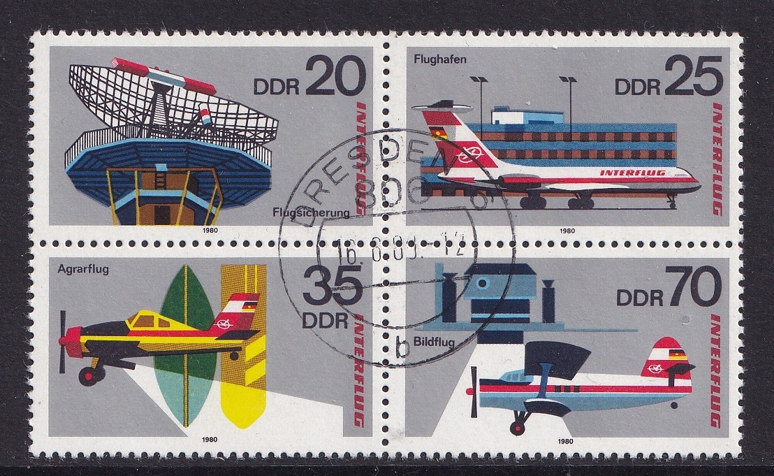 Germany DDR #2109-2112a cancelled 1980 Interflug airlines block of 4 ...