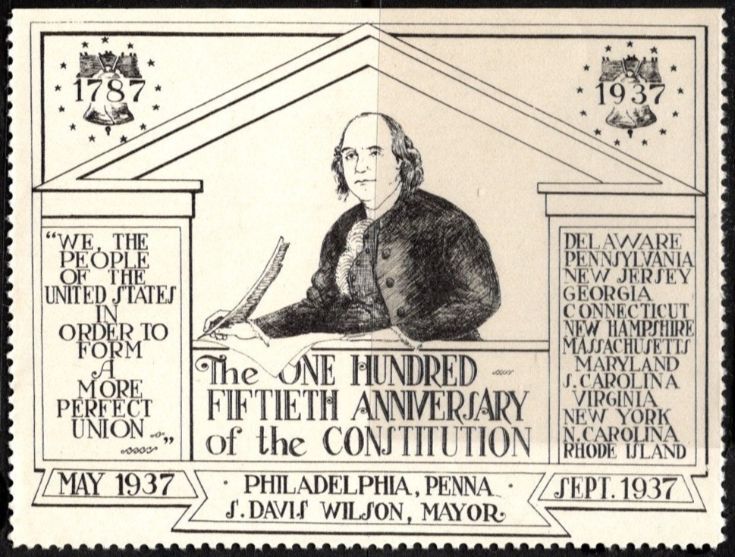 1937 US Poster Stamp 150th Anniversary of the Constitution Souvenir ...