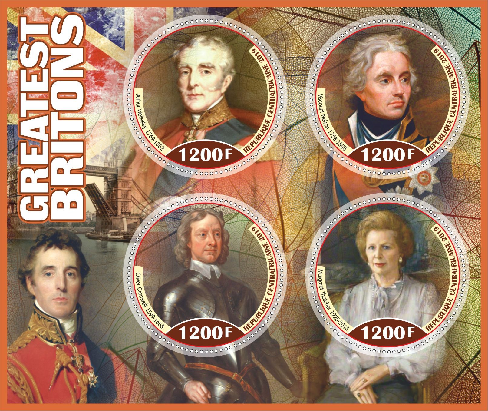 Stamps. Famous people. Great Britons 2019 1+1 sheets perforated ...