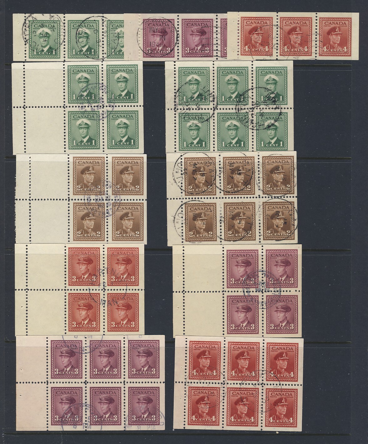 52-Canada WW2 BP Stamps #249a-b-c #250a-b #251a-b-c #254a-b U Guide V ...